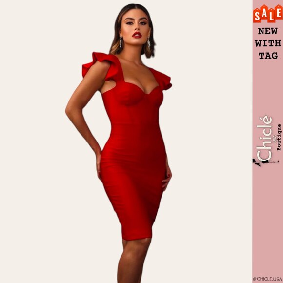 Chicle USA | Dresses | New Corset Midi Dress Red | Poshmark